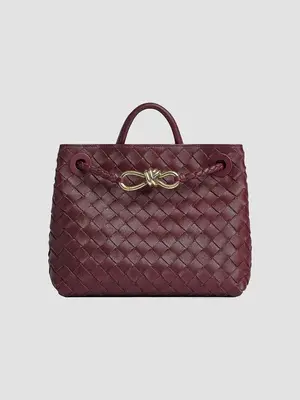Bottega Veneta Bottega Veneta Small Andiamo Intrecciato Leather Top-Handle Bag Barolo