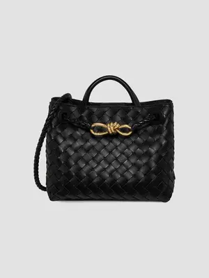 Bottega Veneta Bottega Veneta Small Andiamo Intrecciato Leather Top-Handle Bag Black Brass