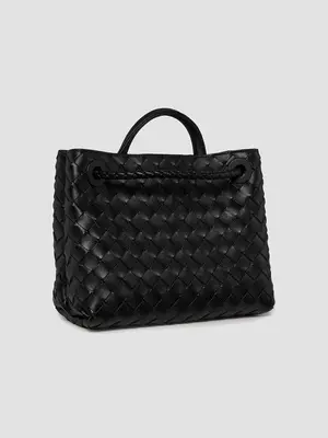 Bottega Veneta Andiamo Intrecciato Leather Top-handle Bag - Black Brass