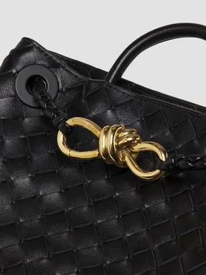 Bottega Veneta Andiamo Intrecciato Leather Top-handle Bag - Black Brass