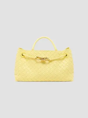Bottega Veneta East-west Andiamo Intrecciato Leather Top-handle Bag - Sherbert