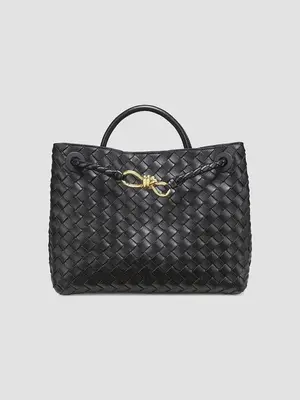 Bottega Veneta Bottega Veneta Andiamo Intrecciato Leather Top-Handle Bag Black