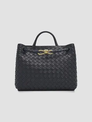 Bottega Veneta Bottega Veneta Andiamo Intrecciato Leather Top-Handle Bag Midnight