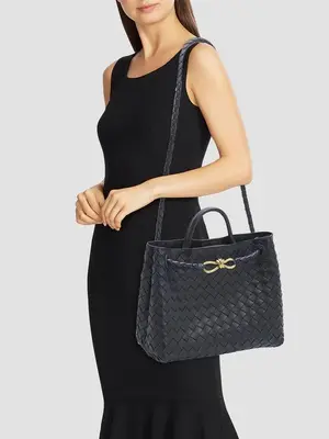Bottega Veneta Andiamo Intrecciato Leather Top-handle Bag - Midnight