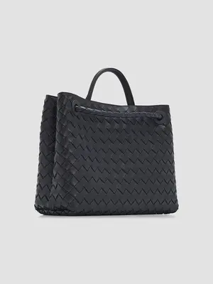 Bottega Veneta Andiamo Intrecciato Leather Top-handle Bag - Midnight