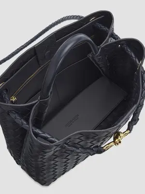 Bottega Veneta Andiamo Intrecciato Leather Top-handle Bag - Midnight