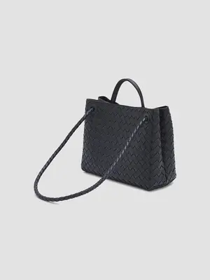 Bottega Veneta Andiamo Intrecciato Leather Top-handle Bag - Midnight