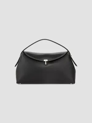 TOTEME Toteme T-Lock Leather Top-Handle Bag Black
