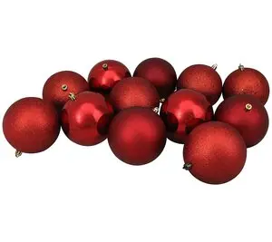 NORTHLIGHT 12ct 4' Red Christmas Ball Ornaments - One-color