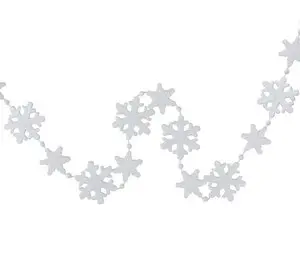 NORTHLIGHT 8' White Snowflake Beaded Christmas Arland