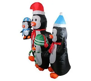 NORTHLIGHT 5' Inflatable Penguin Family Yard De Cor