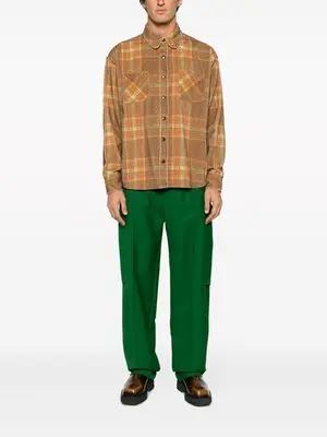 ERL Check-print Cotton Shirt - Brown