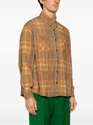 ERL Check-print Cotton Shirt - Brown