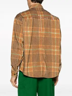 ERL Check-print Cotton Shirt - Brown