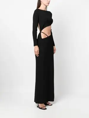 Gcds Asymmetric Ribbed-knit Dress - Black