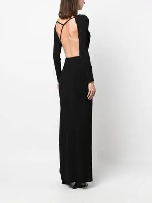 Gcds Asymmetric Ribbed-knit Dress - Black