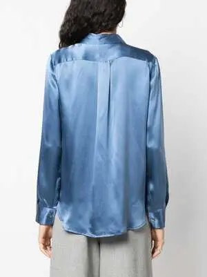 P.a.r.o.s.h Pointed-collar Long-sleeve Silk Shirt