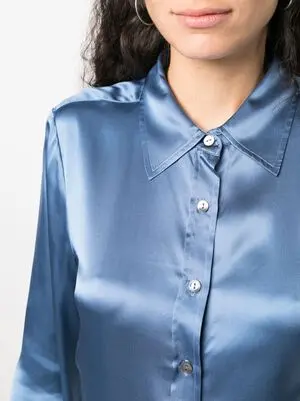 P.a.r.o.s.h Pointed-collar Long-sleeve Silk Shirt