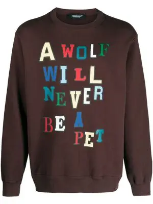 Undercover Slogan Print Cotton Sweatshirt - Brown