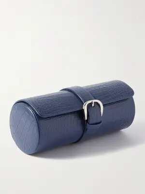 RAPPORT LONDON Croc-effect Leather Watch Roll - Blue