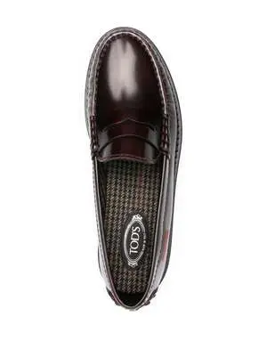 TOD'S Leather Penny Loafers - Red