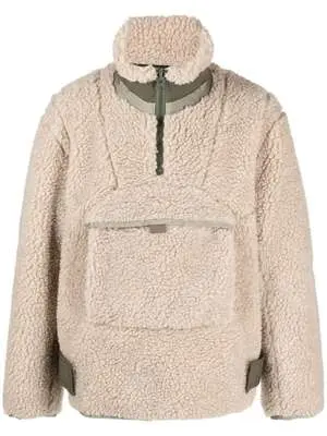 Sacai Faux Shearling Zip Pocket Sweatshirt