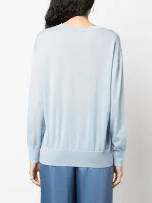 P.a.r.o.s.h Fine-knit V-neck Jumper - Blue