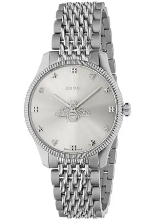 Gucci Bee Watch In Metallic Silver - Stainless Steel & Silver