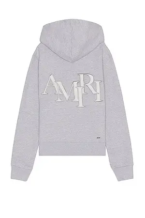 Amiri Amiri Staggered Hoodie In Light Grey Heather Grey