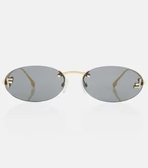Fendi Embellished Oval Sunglasses - Black