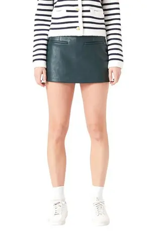 English Factory Faux Leather Skort - Teal