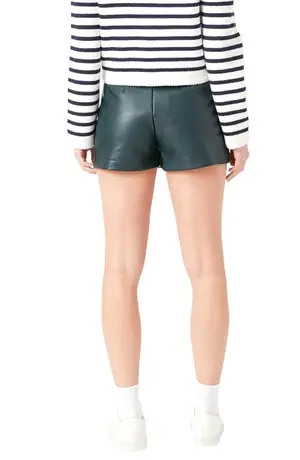 English Factory Faux Leather Skort - Teal