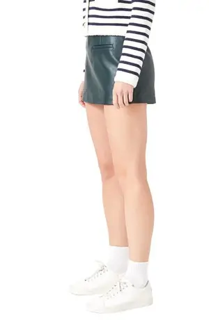 English Factory Faux Leather Skort - Teal