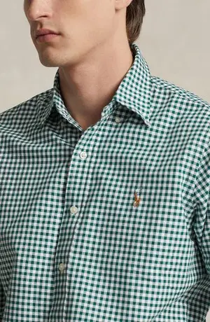 Polo Ralph Lauren Gingham Button-down Oxford Shirt - 4338f Pine/white
