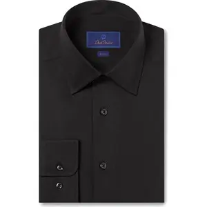 David Donahue Slim Fit Cotton Twill Dress Shirt - Black