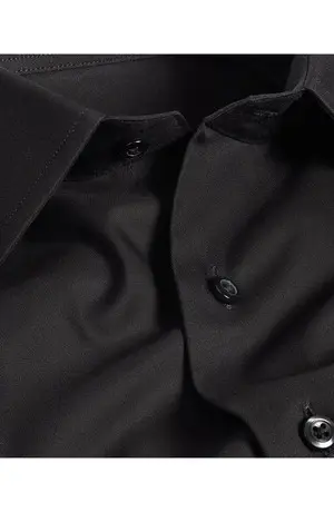 David Donahue Slim Fit Cotton Twill Dress Shirt - Black