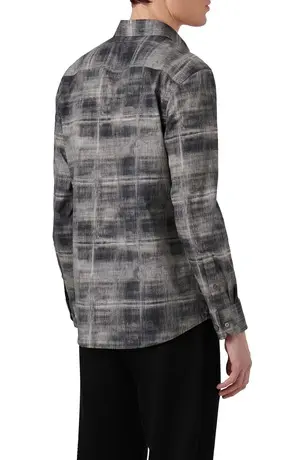 Bugatchi Julian Shaped Fit Distressed Print Stretch Cotton Button-up Shirt