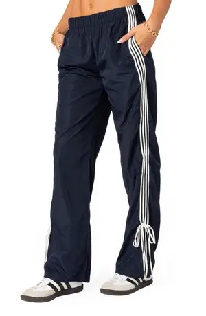 EDIKTED Remy Tie Detail Track Pants - Navy