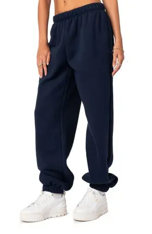 EDIKTED Clark Oversize Cotton Blend Sweatpants - Navy