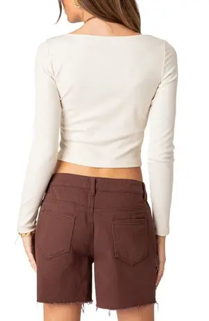 EDIKTED Workwear Ribbed Crop Top