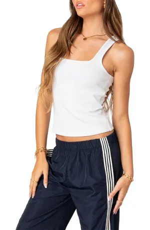 EDIKTED Square Neck Tank - White