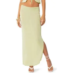 EDIKTED Milan Slit Hem Maxi Skirt - Green