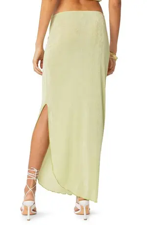 EDIKTED Milan Slit Hem Maxi Skirt - Green