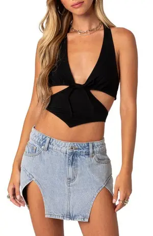 EDIKTED Cady Cutout Crop Halter Top