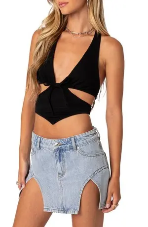EDIKTED Cady Cutout Crop Halter Top