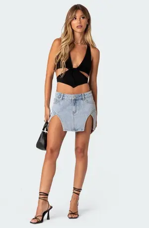 EDIKTED Cady Cutout Crop Halter Top