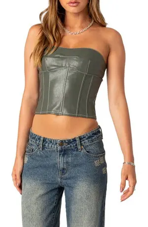 EDIKTED Moss Corset Top - Olive