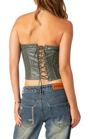 EDIKTED Moss Corset Top - Olive