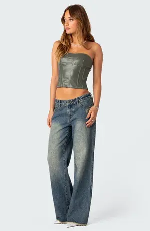 EDIKTED Moss Corset Top - Olive