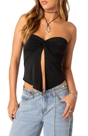 EDIKTED Twist Split Front Tube Top